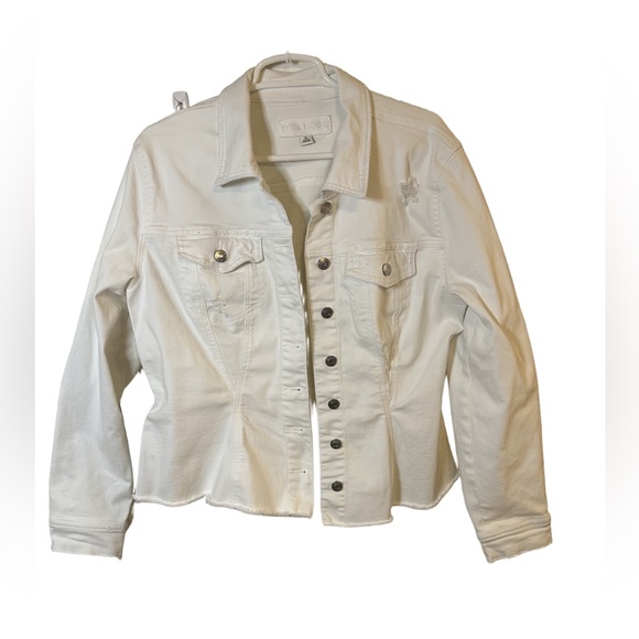 Maurices | Jackets & Coats | Winter White Distressed Denim Style Jacket ...